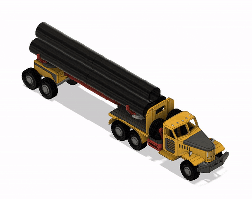 🚚 Yellow Zil Pipe Truck with Movements・Free STL File for ・Cults