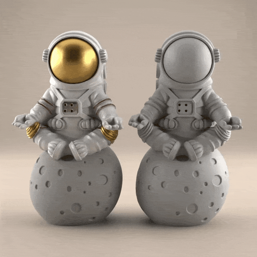 🧑‍🚀 Meditating Astronaut on Moon STL 3D Model Decor・ STL File for 3D printing・Cults