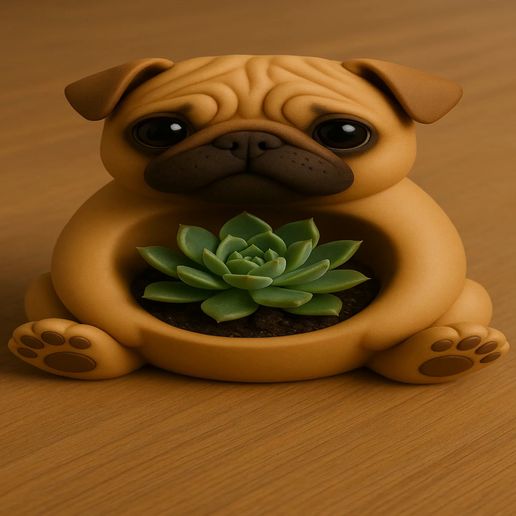 🐶 Pug Holder – Cute Mini Organizer / Planter・ STL File for 3D printing ...