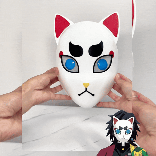 🧲 Demon Slayer – Giyu Tomioka Cosplay Mask (Magnetic Pupils)・ STL File ...