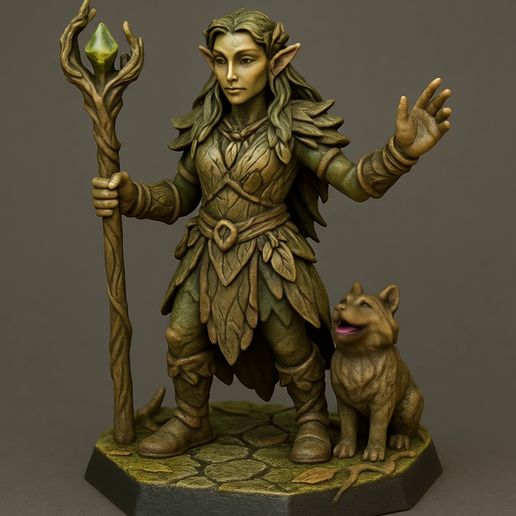 🧝 Elven Druid Female D&D Character 3D printable・Free STL File for 3D ...