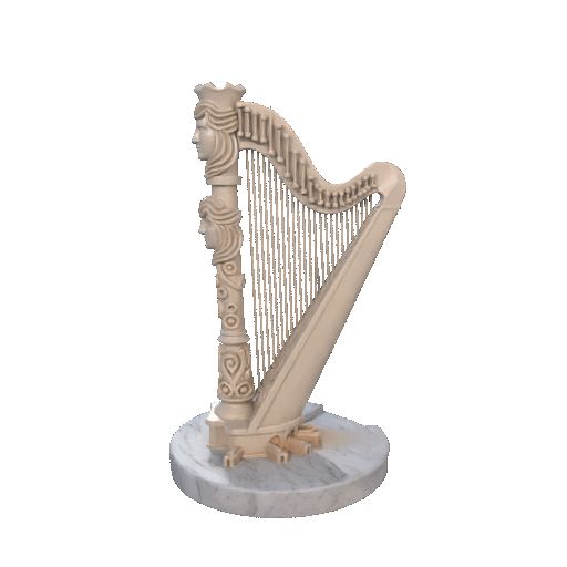 👾 3D Printable Antique-Inspired Harp Statue – Detailed Musical ...