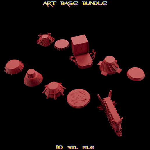 🎨 Art Base Bundle Pack - 10 Base Stl File・ STL File for ・Cults