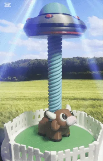 🛸 Cute Cows + UFOs + Tractor Beams!・ STL File for 3D printing・Cults