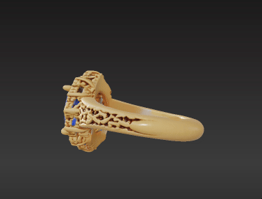 💍 Intricate Royal Ring STL – Faceted Centerpiece & Detailed Pattern ...
