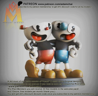 Archivo STL Cuphead y Mughead - Personajes de juegos clásicos - Fanart ...