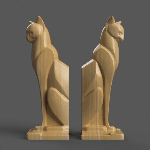 🐱 Elegant Cat Bookends 3D Model – STL File for Decoration・ STL File for ...