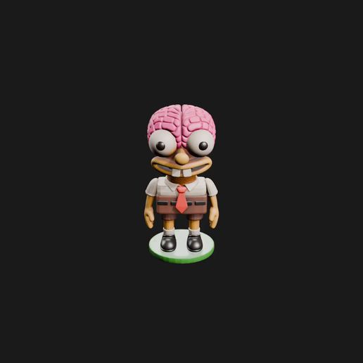 🧽 Sponge Bob Parody Brain Head Figurine・ 3D File for 3D printing・Cults