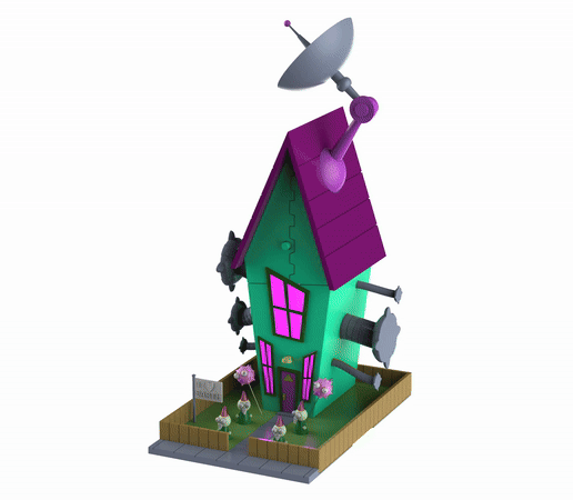 👽👾Invader Zim House Diorama Bookend - 3D Model with Lighting🏠📚・ 3D File ...