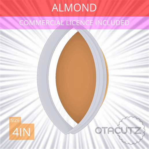 🍪 Almond Cookie Cutter 4in / 10.2cm・Archivo STL para ・Cults