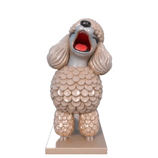 🤣 1235 Laughing Poodle Totem - Full-Body Colorful 3D Model, pug ...