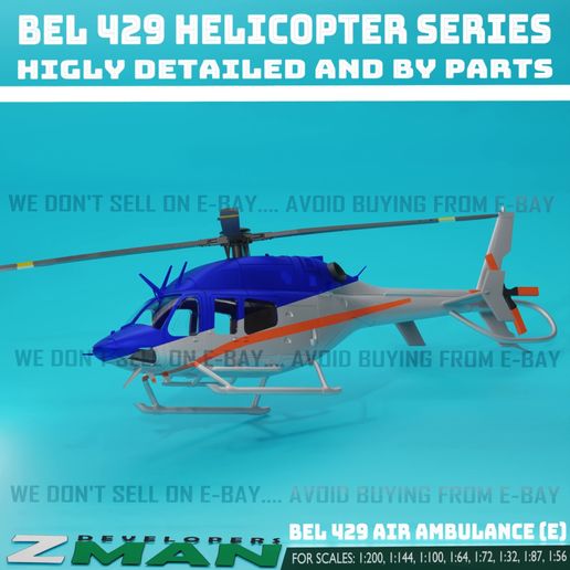 🔔 Bell 429 (Air Ambulance) v5・ STL File for 3D printing・Cults