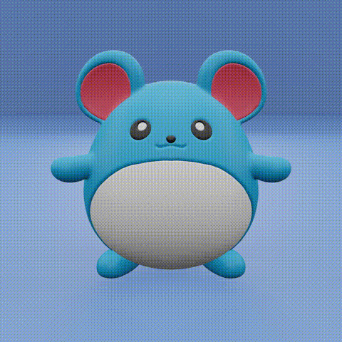 🐉 Pokemon No. 183, 184, 298 Marill, Azumarill, Azurill・ STL File for 3D ...