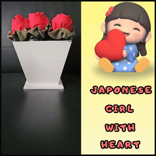 3D file Japonese Girl with Heart 👧 ・3D printable design to download・Cults
