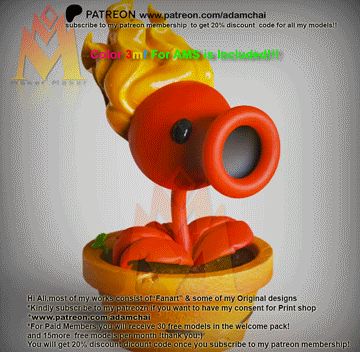 🔥 Fire Peashooter - Plants vs. Zombies(color 3MF for Bambu AMS Included ...