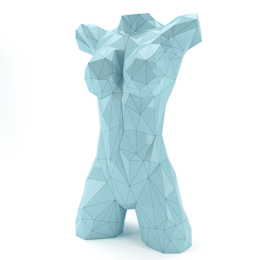STL file NAKED FEMALE TORSO LOW POLY ♀️ ・3D print design to download・Cults