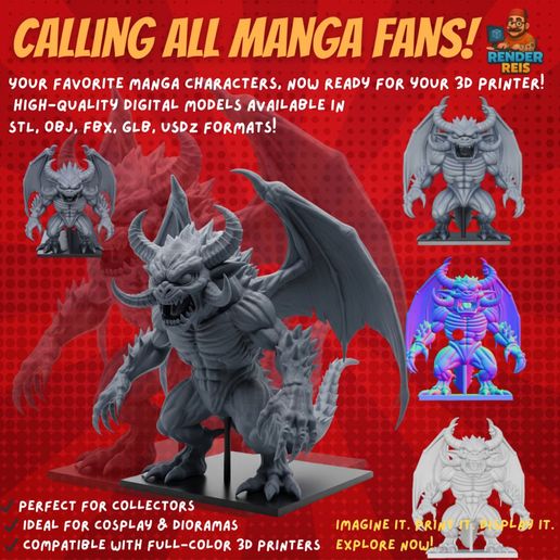 👹 Ruling Terror - Winged Demon Lord 3D Print Model・ STL File for 3D ...