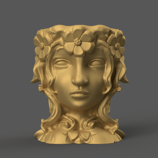 💐 Flower Crown Woman Planter – 3D STL File for Decoration・ STL File for 3D printing・Cults