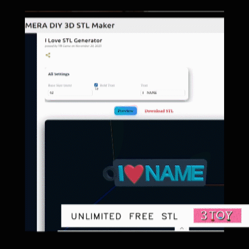 🗝️ Unlimited 3D Name Keychain STL File Generator・Free STL File for 3D ...