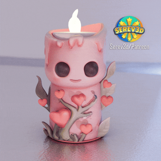 💝 Cute Valentines Candle (With Hidden Note Space) - 3D print STL and ...
