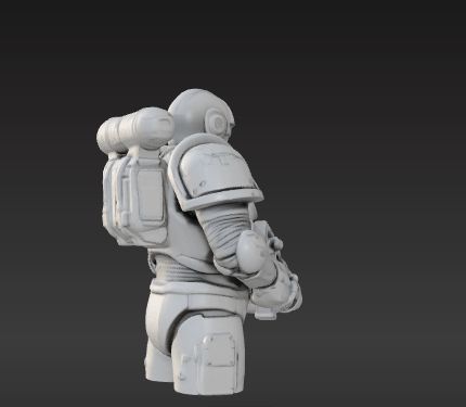 🛰 Sci-Fi Space Marine Model – Bulky Armor, Futuristic Helmet & Weapon ...