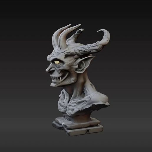 STL file ANCIENT DEMON BUST 👤 ・3D print object to download・Cults