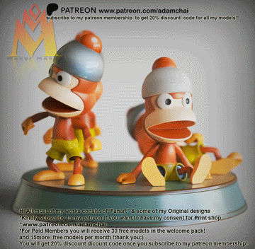 🎨 Ape Escape Pose Combo -Classic Game Character - Fan Art・ STL File for ...