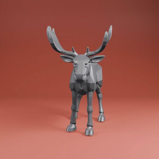 🐉 Low Poly Moose – 3D Printable Stylized Animal Model・ STL File for 3D ...
