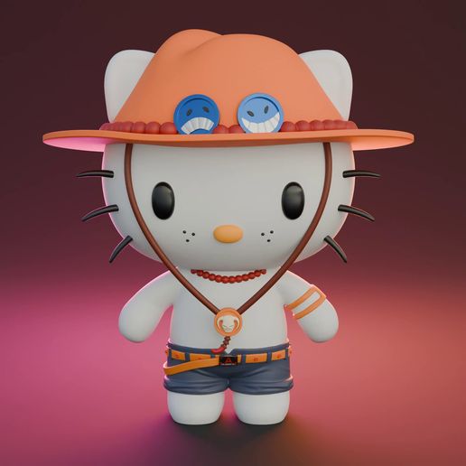 Archivo 3D HELLO KITTY - ONE PIECE - ICE - STL & 3mf Multicolor 👋 ...