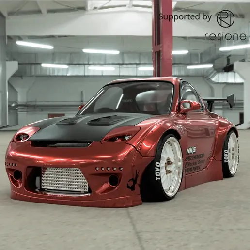 Archivo 3D Mazda RX7 FD3S Rocket bunny Full kit cartoon style 🚗 ・Design para impresora 3D para ...