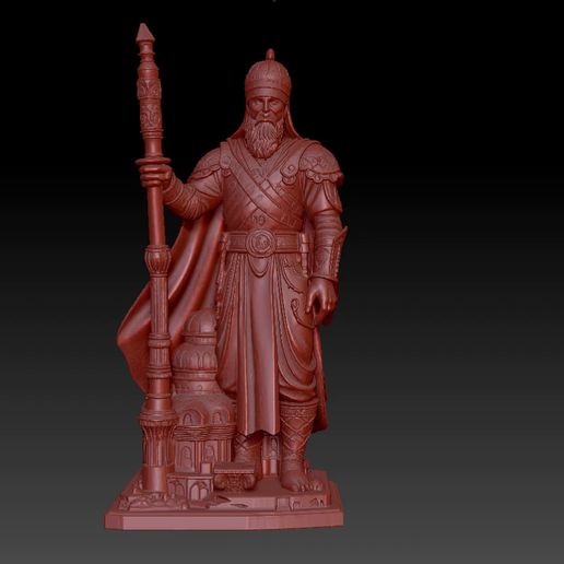 🗿 Ancient Arabic Warrior 3D Sculpture Standing on Architectural Base ...