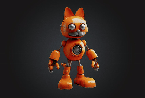 3D file DiB Orange Cat Robot Stl Obj Glb for 3D Printer 🍊 ・3D print ...