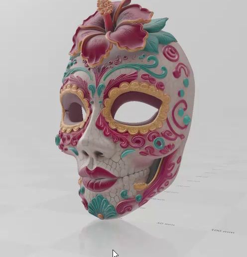 😵 Day of the Dead Catrina Mask・ STL File for 3D printing・Cults