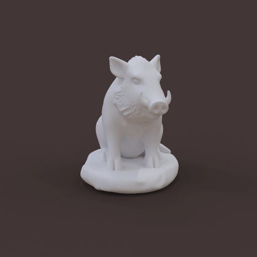 🐗 Sitting Wild Boar・ STL File for 3D printing・Cults