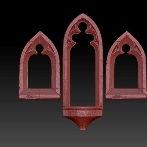 🪟 Gothic Wall Decor STL Set – Cathedral Window and Side Arches (3 Files ...