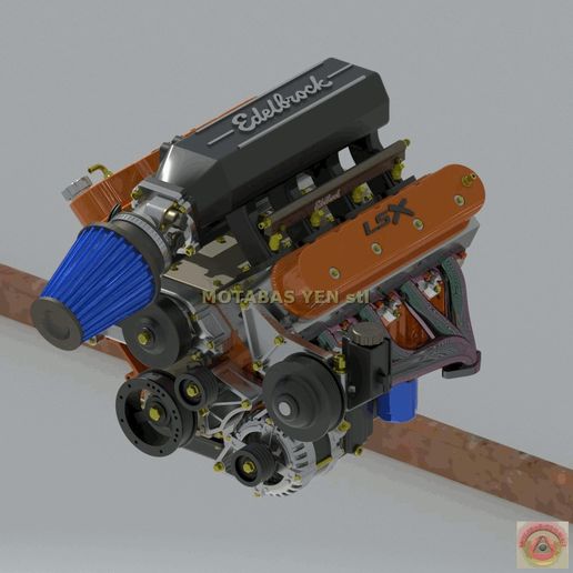 🚙 CHEVROLET LSX with EDELBROCK PRO FLOW XT - ENGINE・ STL File for 3D ...