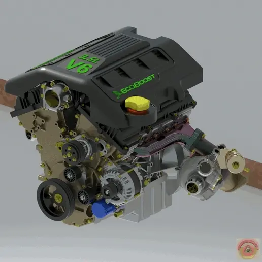 🚙 FORD V6 EcoBoost 3.5L - ENGINE・ STL File for 3D printing・Cults