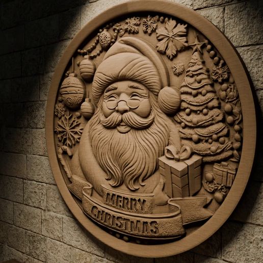 🎄 3D STL Design Merry Christmas Santa Relief for CNC Routers and 3D ...