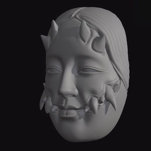 🧲 JAPANESE MASK - ONNA MASK, Wall Mask・ STL File for 3D printing・Cults
