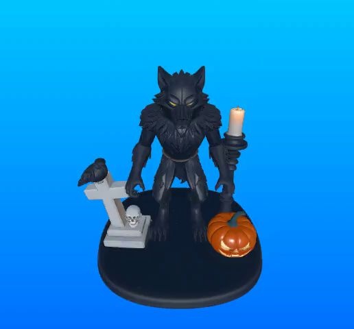 🐺 3103 Werewolf Howling with Skull - 3D Model, magic, dragon, serpent ...