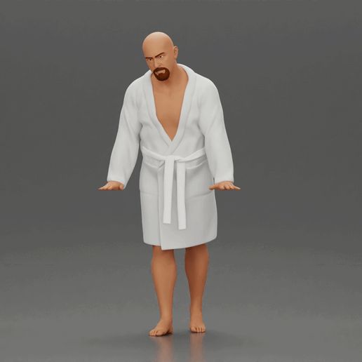 👨 Man in White Robe Posing with Bare Feet and Open Hands・ STL File for ...