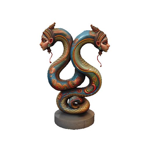 🎨 3258 Color 3D Model einer tanzenden zweiköpfigen Schlangenfrau im ...