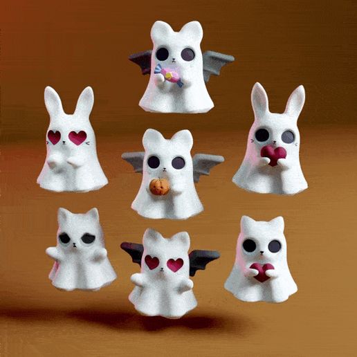 🎃 Ghosts cats, hares and bats・ STL File for 3D printing・Cults