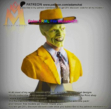 👤 The Mask Bust (Color VRML file Included!!)- Classic Movie Monster ...