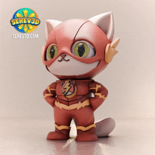 🐱 Flash Cat - Flexi Keychain & Backpack Buddy - No Supports 3D Print STL/3MF・ STL File for ・Cults