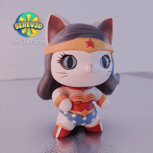 🐱 Wonder Cat - Cosplay Superhero Cat Figurine - 3D Print STL/3MF・ STL ...
