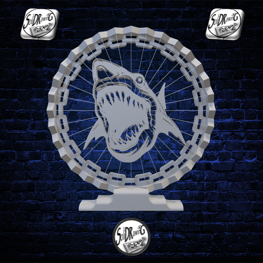 STL file Aggressive Tooth Shark a16 - 03 - Suspended - 2D- Thread Art ...