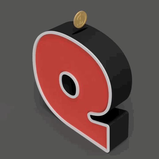 💰 3D Alphabet Letter (Q) Money Bank・ STL File for 3D printing・Cults