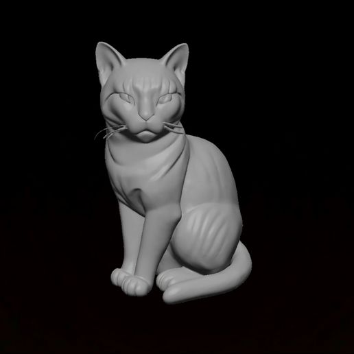 🐱 Gato Realista Modelo 3D | Figurita Gato Sentado STL・Archivo STL para ...