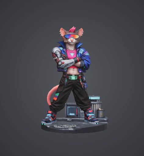 🐀 Neon Rat Punk – Cyberpunk Humanoid, Star Jammer Finder・ STL File for ...